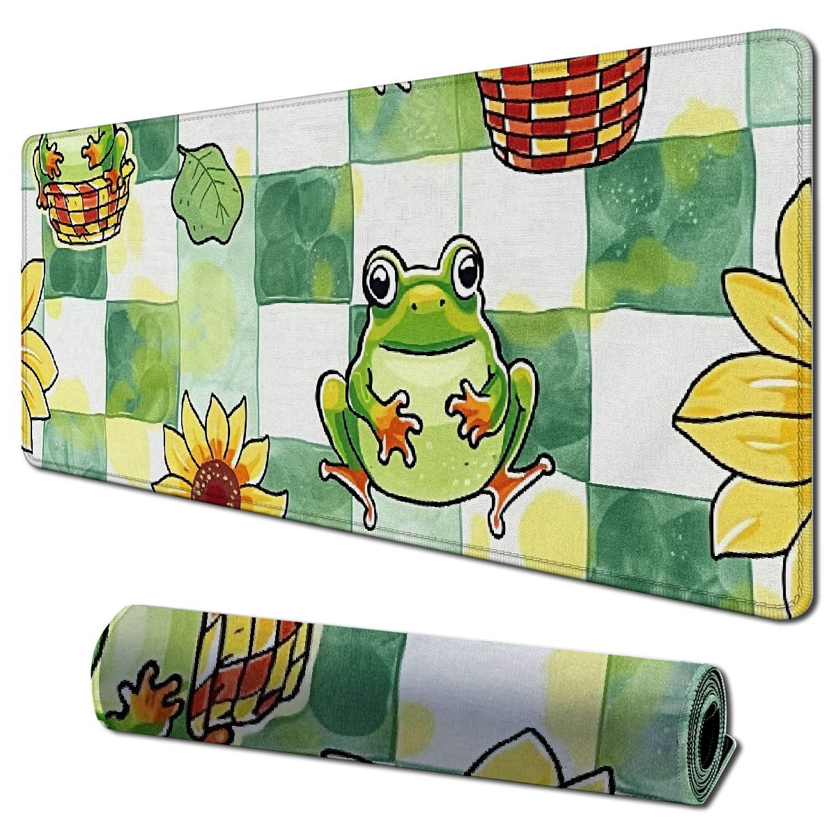 Heduofu Cute Frog Pad Green Checkered, Kawaii Rectangular Laptop pad ...