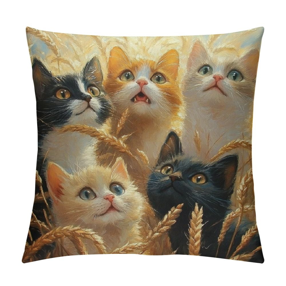 Heduofu Cute Kitten Square Cushion Case for Boys Girls Teens Cat Lover ...