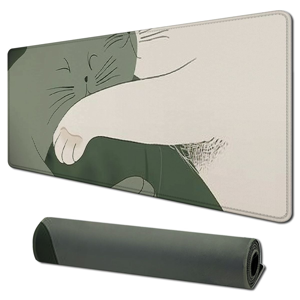 Heduofu Cute Sleeping Cats Desk Mat Matcha Green Desk Pad, Minimalist ...