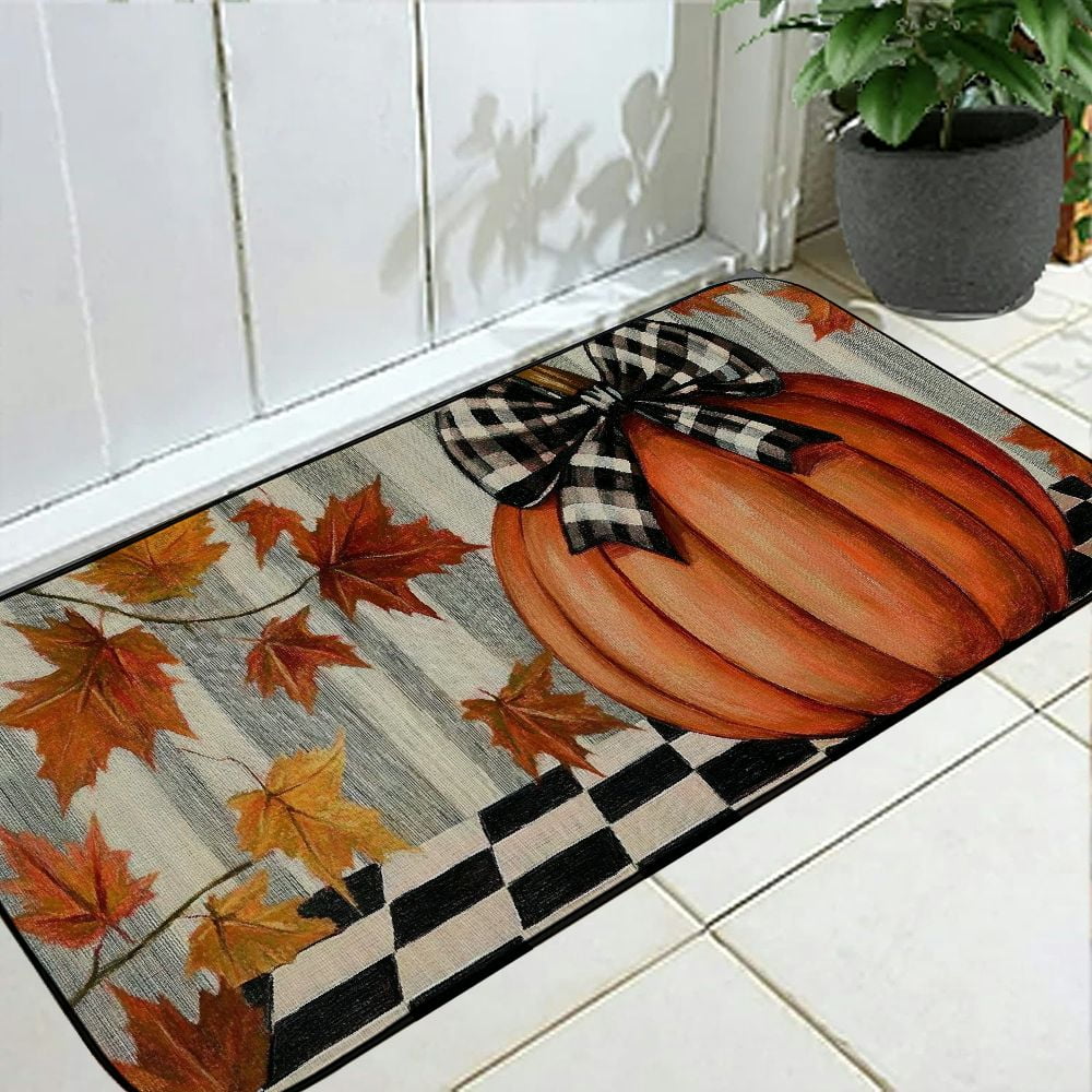 Heduofu Fall Kitchen and Door Mat, Plaid Farmhouse Fall Kitchen Decor ...