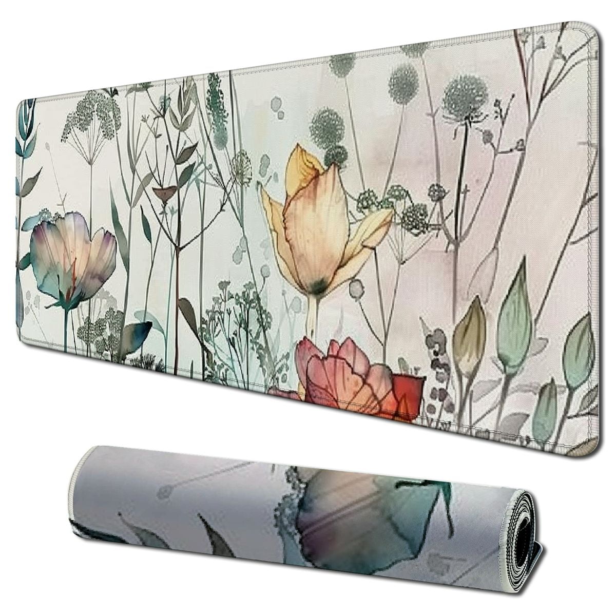 Heduofu Floral Desk Mat Beige Boho Desk Pad, Large Extend Mouse Pad XXL ...