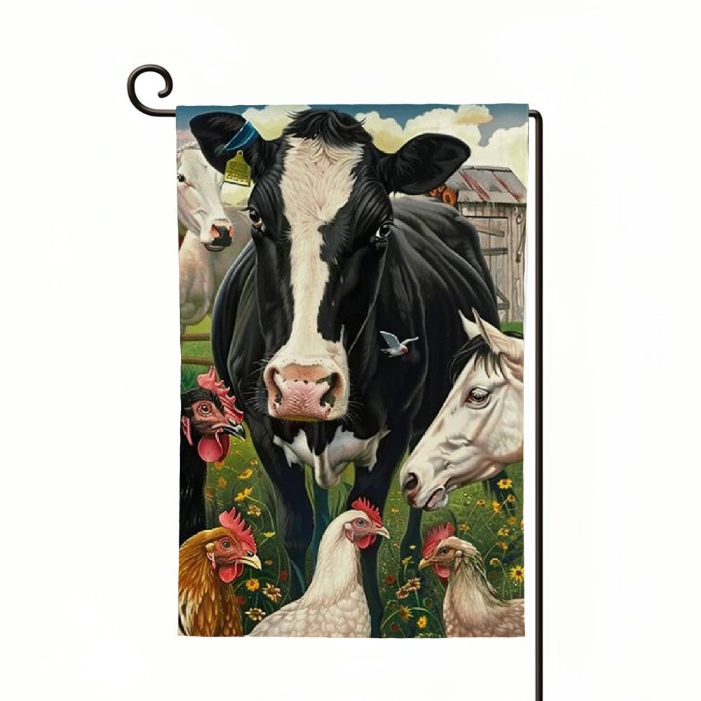 Heduofu Funny Farm Animals Cute Cow Cattle Horse Pig Sheep Garden Flag ...