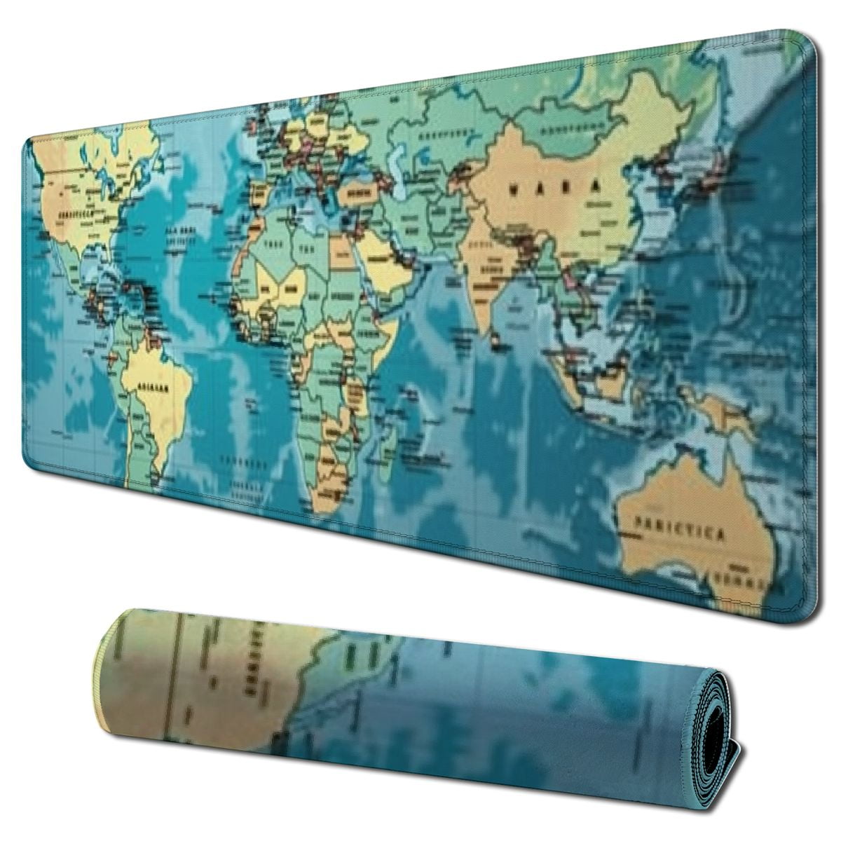 Heduofu Gaming Mouse Pad,Blue World Map Desk Mat, Large Desk Pad with ...