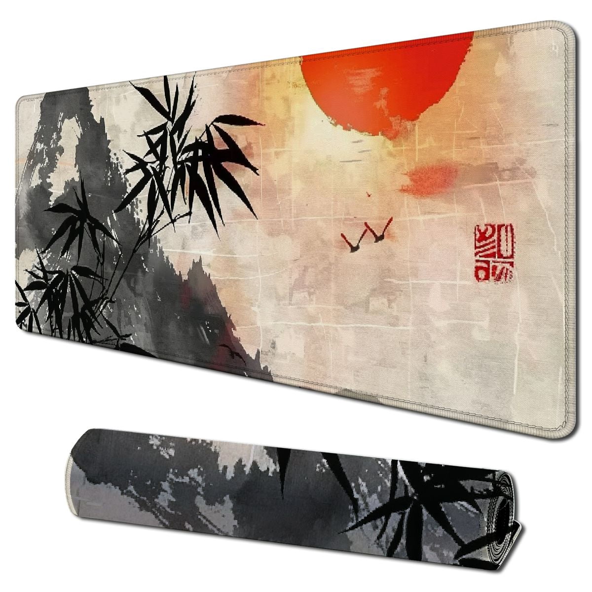 Heduofu Gaming Mouse Pad Custom,Japanese Trees Sun and Mountains Mouse ...
