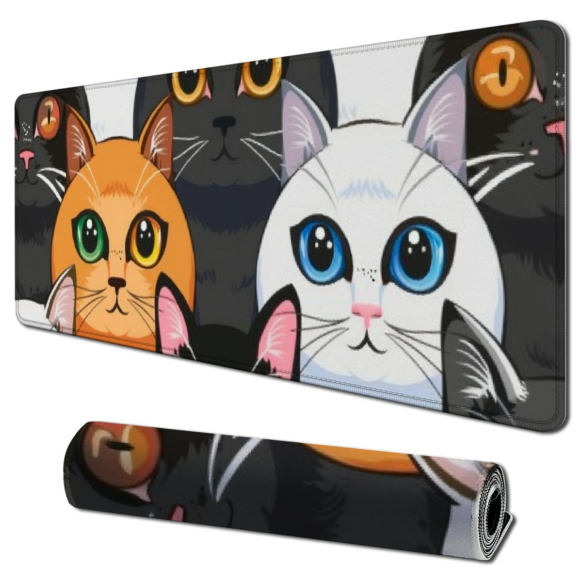 Heduofu Gaming Mouse Pad,Desk Mat Extended Large Cute Cartoon Cats ...