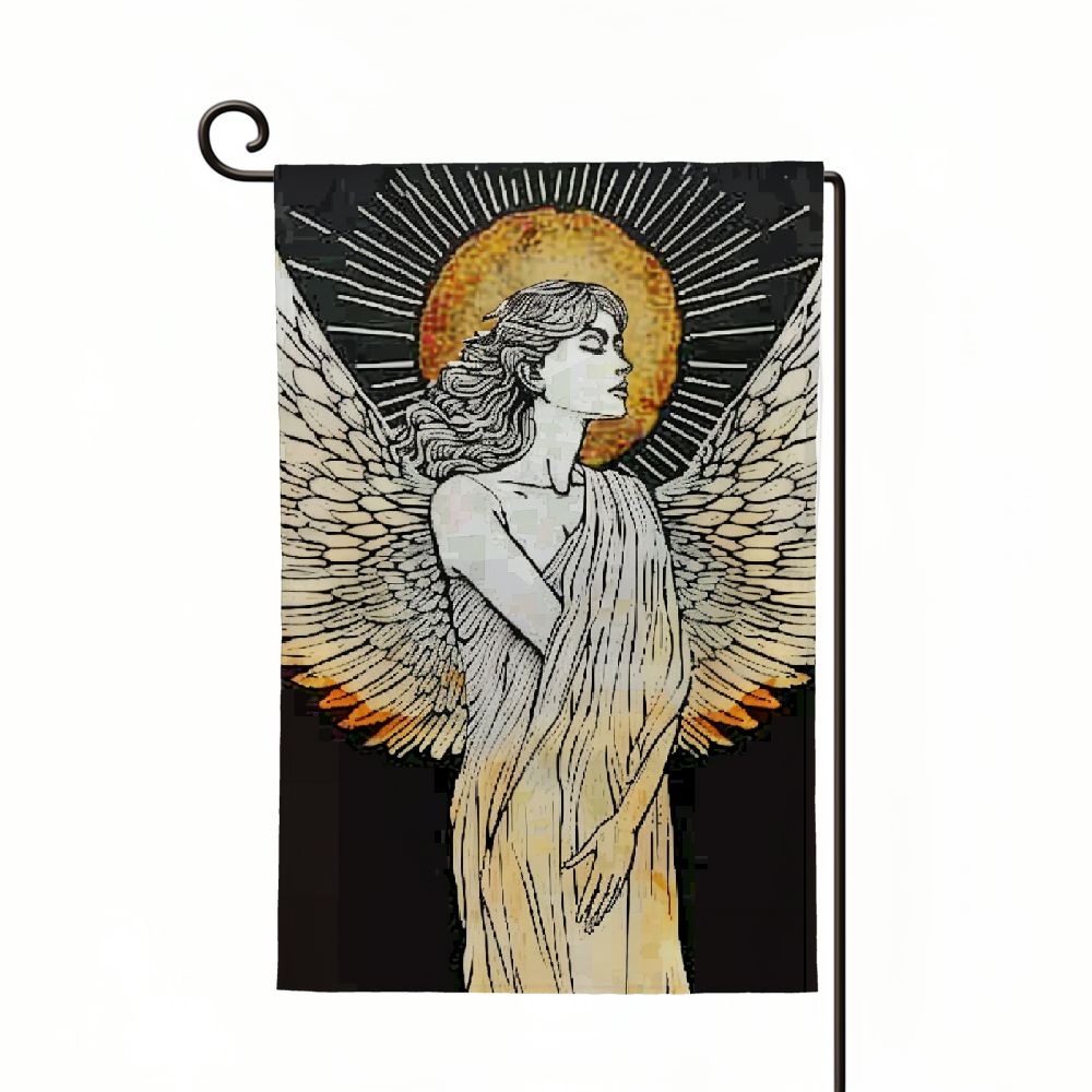 Heduofu Girl Garden Flag Retro Angel Girl with Bird Wings Light Home ...