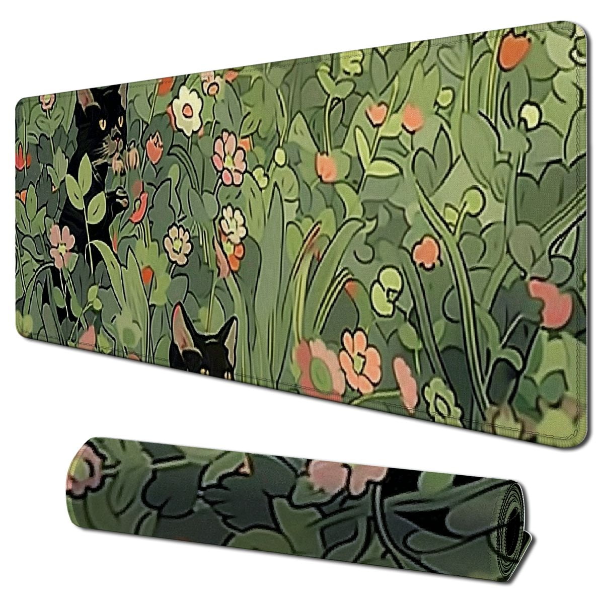 Heduofu Green Desk Mat XL Cat Cute Plant Cool Desk Pad Keyboard Mat ...