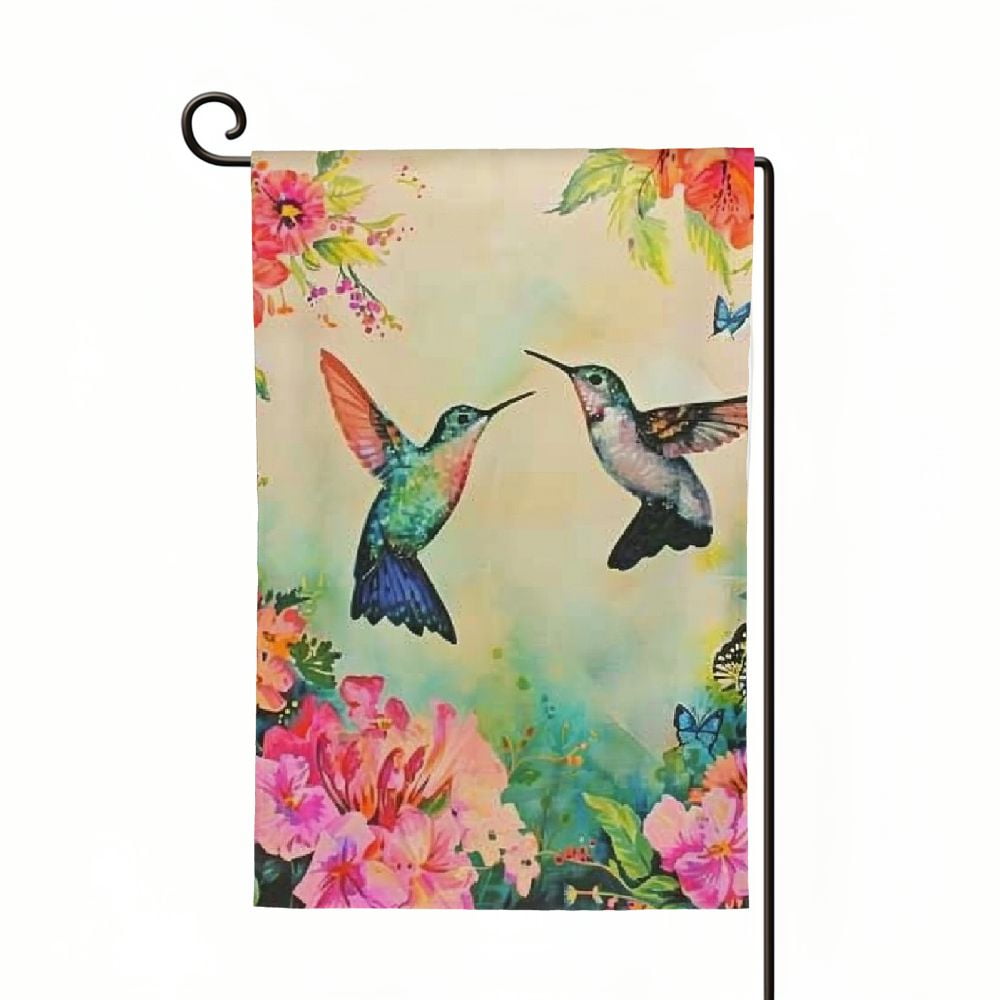 Heduofu Hummingbird Spring Garden Flag Flower Garden Spring Yard ...