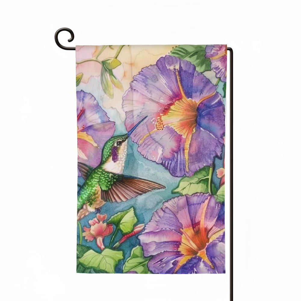 Heduofu Hummingbird & Hibiscus Suede Garden Flag double sided | Spring ...