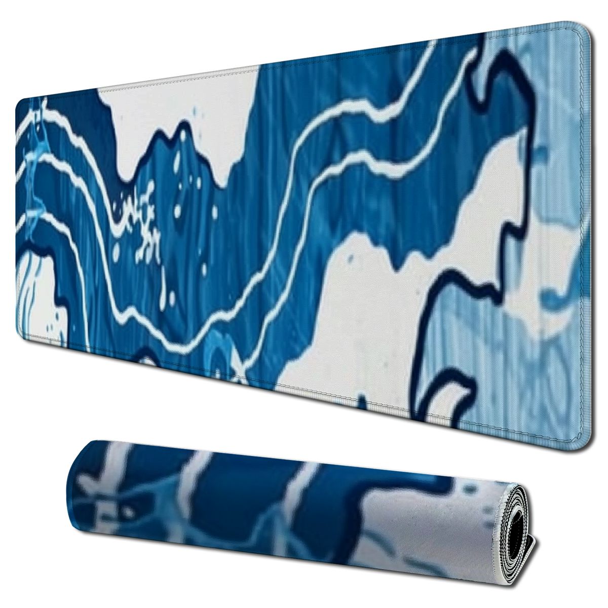 Heduofu Japanese Blue and White Wave Gaming Mouse Pad XL, Non Slip ...
