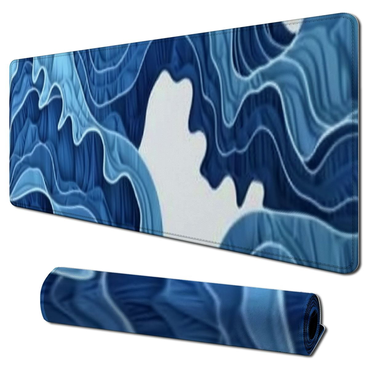 Heduofu Japanese Blue and White Wave Gaming Mouse Pad XL, Non Slip ...