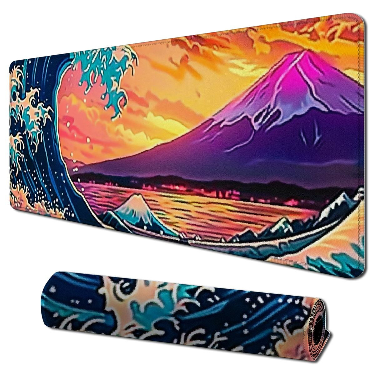 Heduofu Japanese Sea Wave Mouse Pad, Blacklight Gaming Extended Large ...