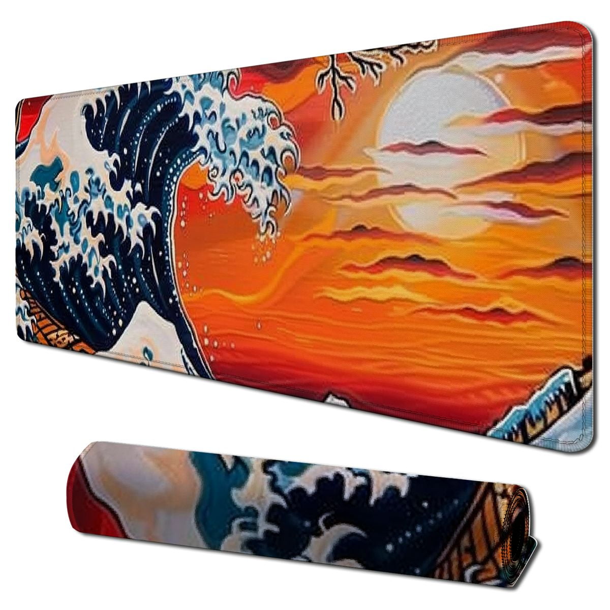 Heduofu Japanese Sea Waves Large Gaming Mouse Pad for Desk, Desk Mat ...
