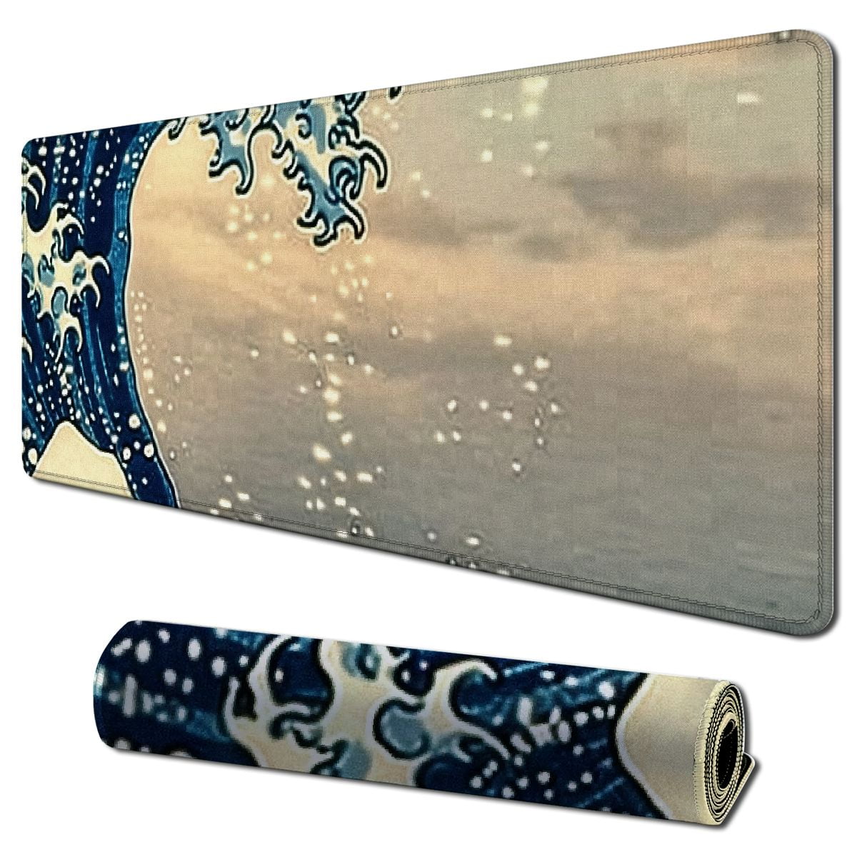 Heduofu Kanagawa Wave Large Gaming Mouse Pad , Non-Slip Rubber Base and ...