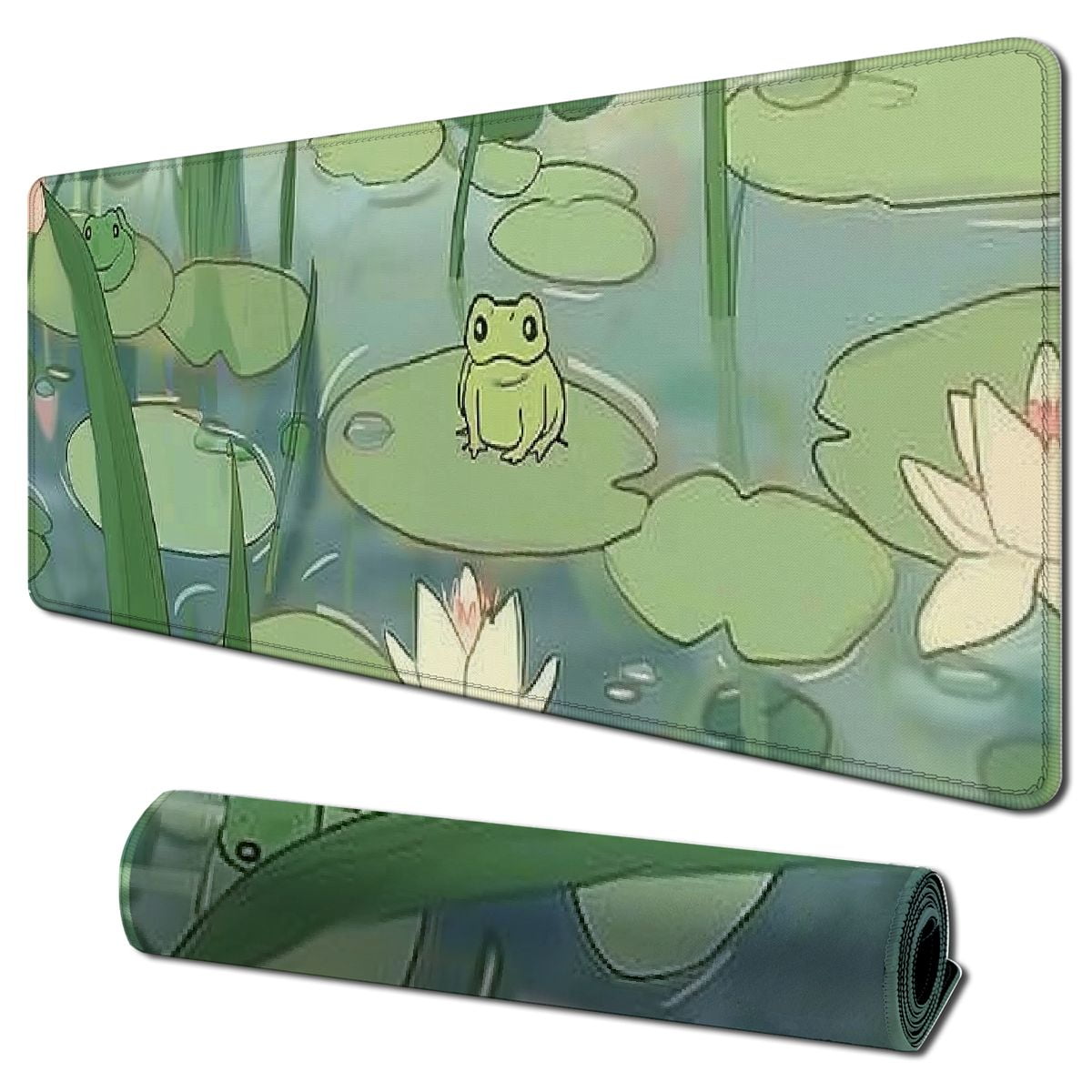 Heduofu Keyboard Mat Cute-Green Floral Frog Mousepad-Plant Desk Pad ...
