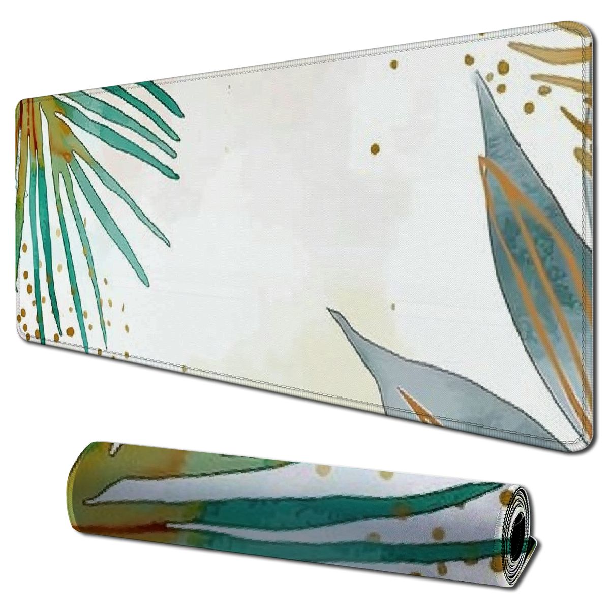 Heduofu Keyboard mat Boho Pastel Painting Mousepad Matcha Green Plant ...