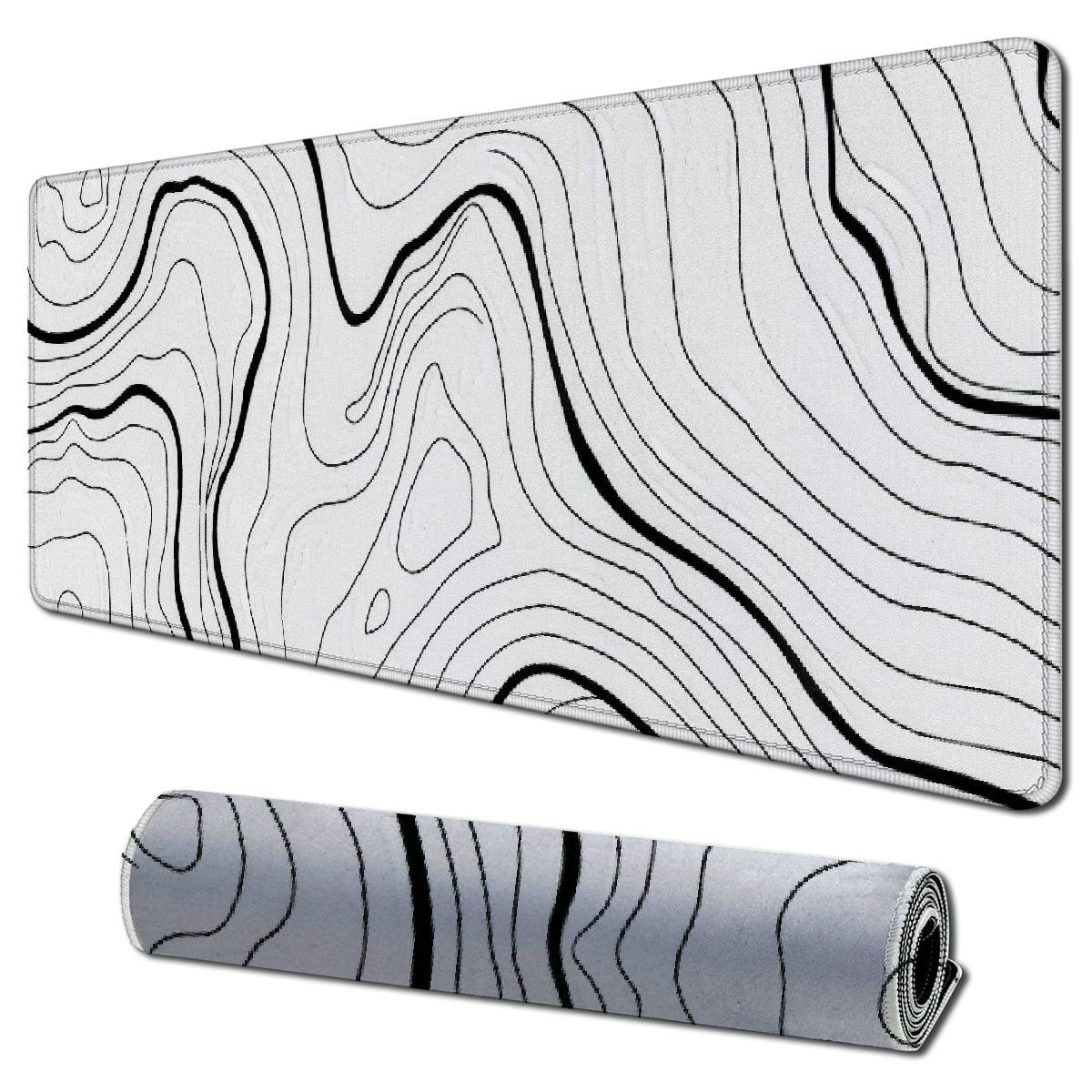Heduofu Large Gaming Mouse Pad for Desk, White Topographic Mouse Pad ...