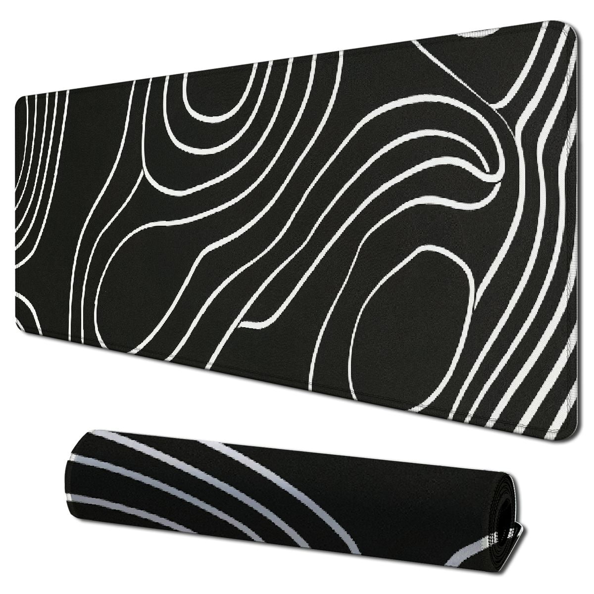 Heduofu Large Mouse Pad Gaming, Black Minimalist Topographic Map ...