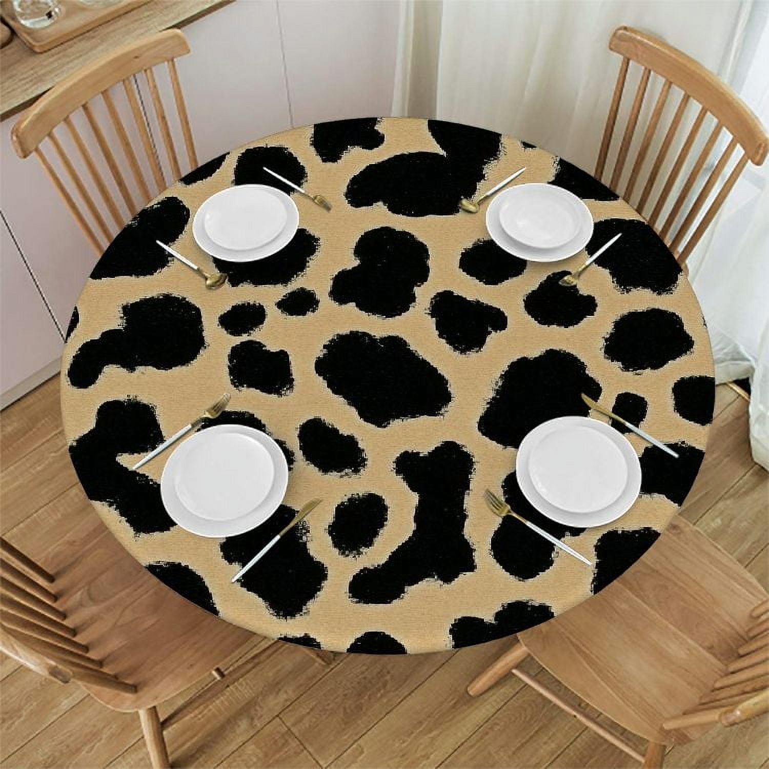 Heduofu Leopard Print Round Tablecloth, Animal Print Skin Pattern Table ...