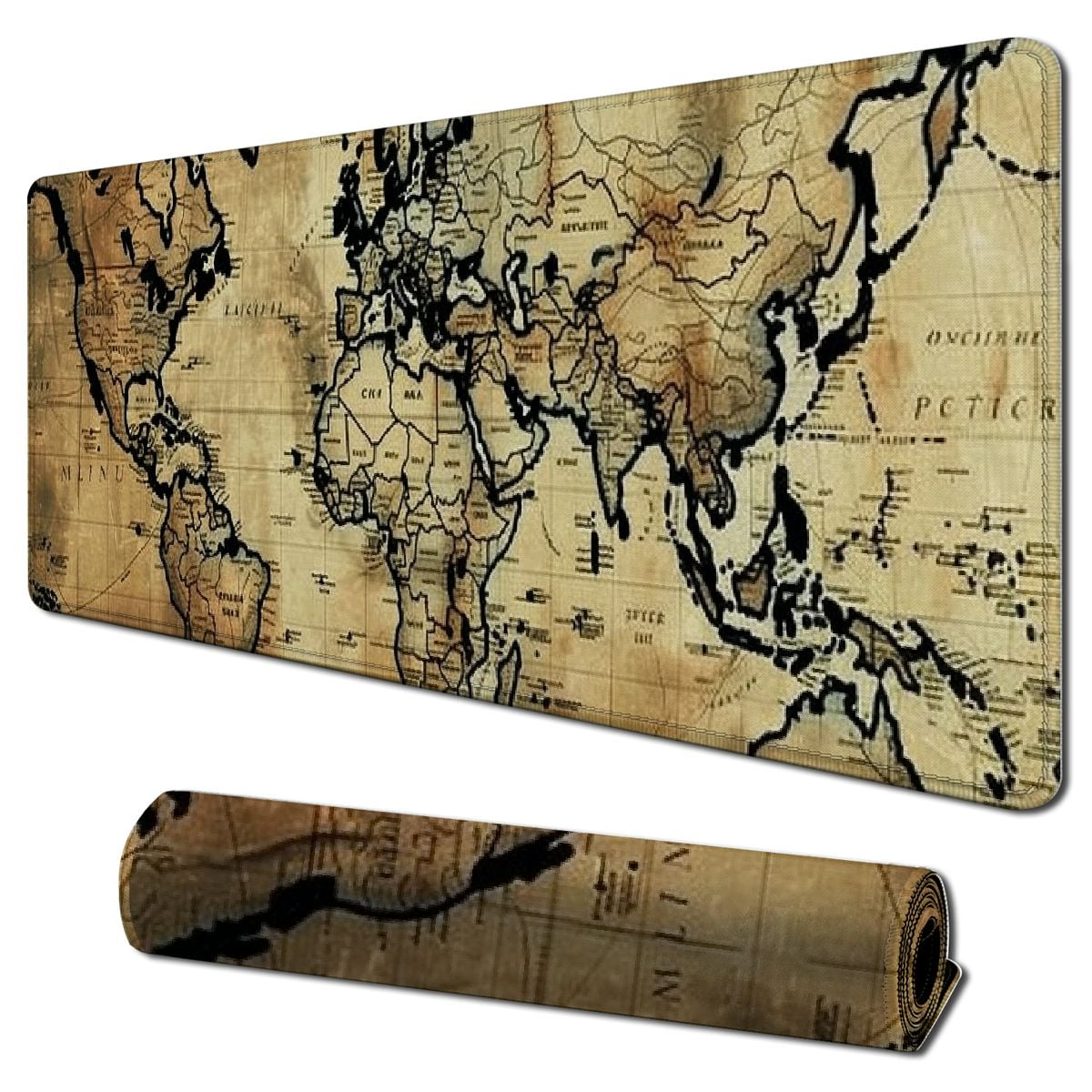 Heduofu Map Mouse Pad,World Map Vintage Rectangle Non-Slip Rubber ...