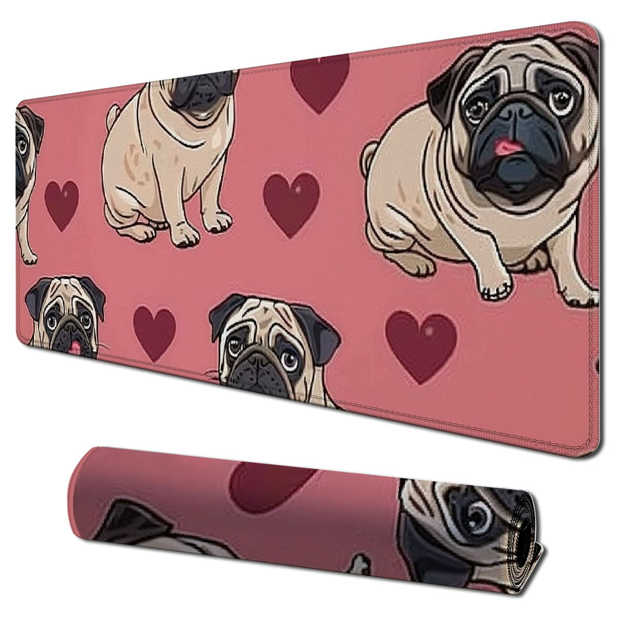 Heduofu Mouse Pad Cartoon Dogs,Cute Pugs Puppies Pink Rectangle ...