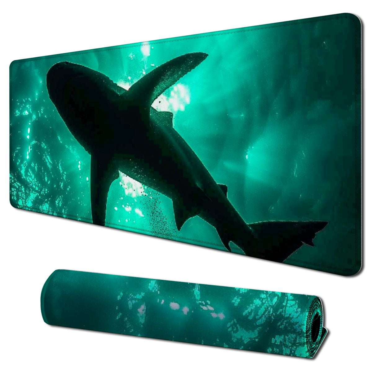 Heduofu Shark Gaming Mousepad Swimming Sea Shark Cold Green Sea Mouse ...