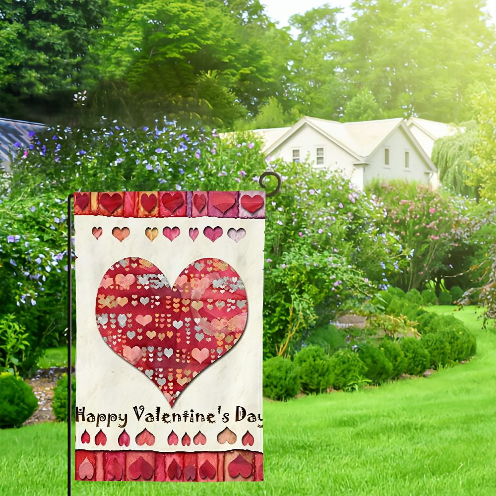 Heduofu Valentine's Day Garden Flag Double Sided, Primitive Retro ...