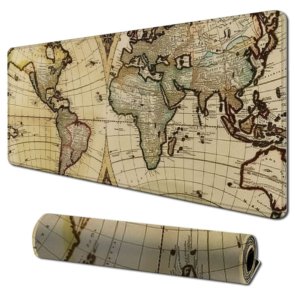 Heduofu Vintage World Map Mouse pad, Image of Old Map Nostalgic Style ...