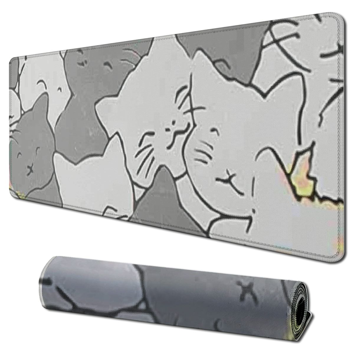 Heduofu White Kawaii Cats Gaming Mouse Pad XL Cute Anime Kittens ...