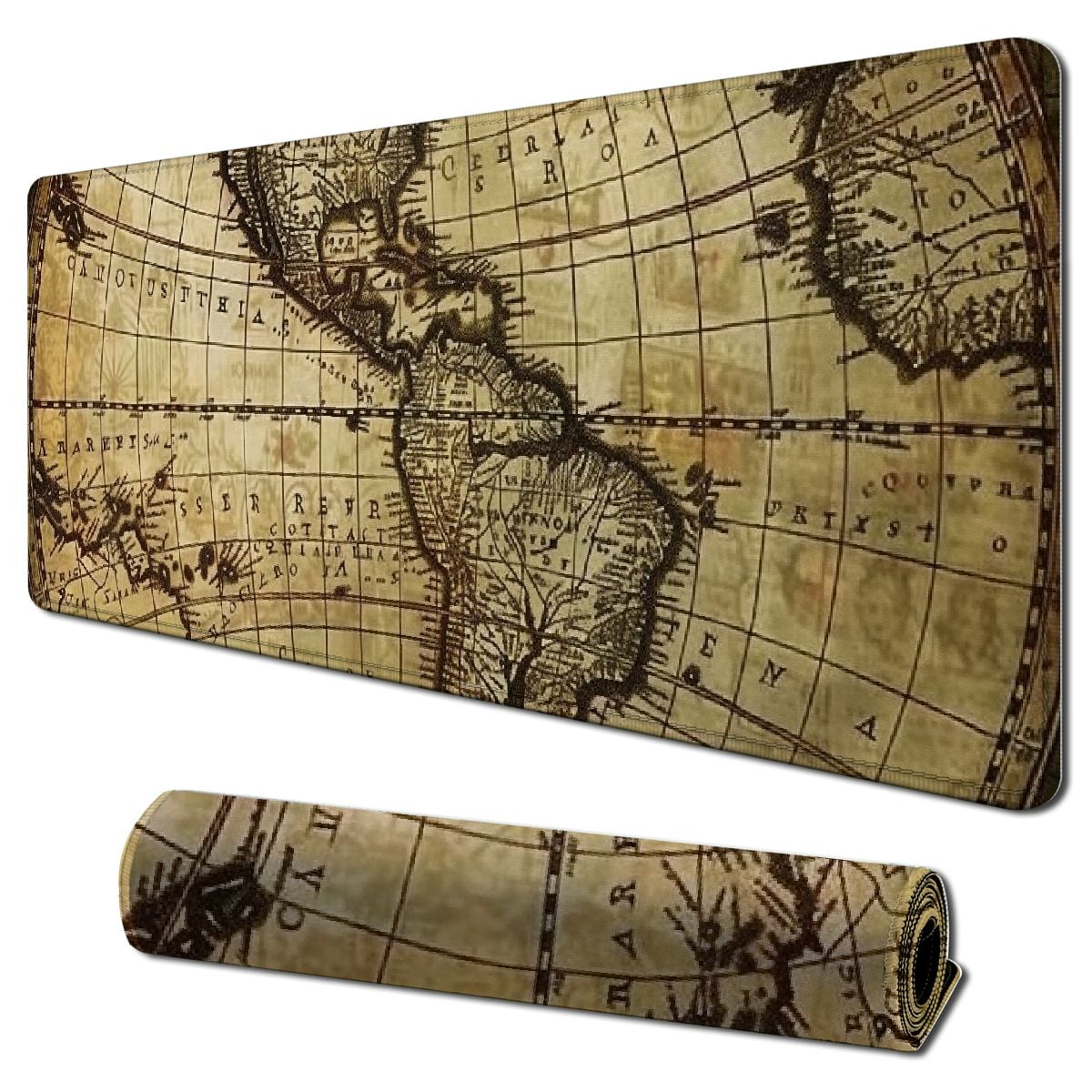 Heduofu World Map Mouse Pad, Old World Map Drawn Nostalgic Style Art ...