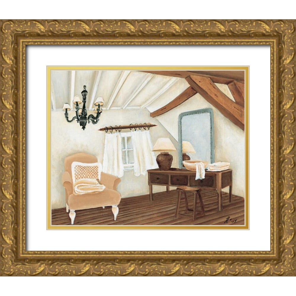 Hedy 32x26 Gold Ornate Wood Framed with Double Matting Museum Art Print ...