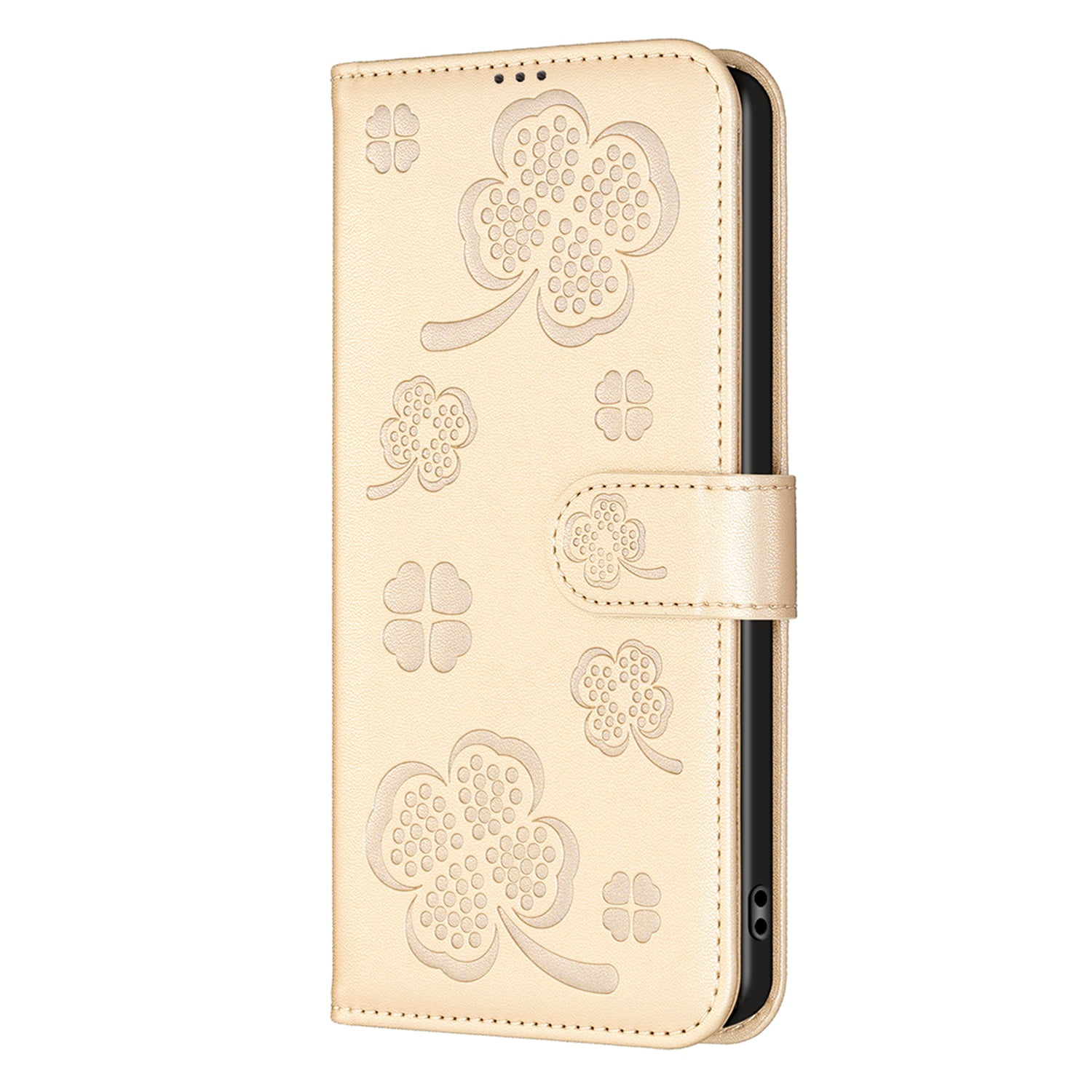 Hee Hee Smile Phone Case for Moto G42 Four Leaf Clover Pattern Leather ...