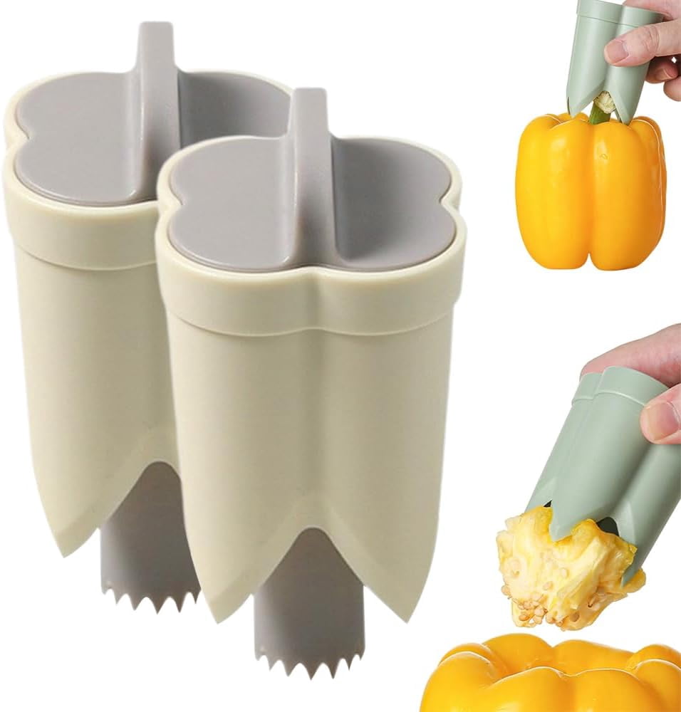 HeeHom 2-in-1 Fruit Pepper Corer, Bell Pepper Cutter Peppers Seed Core ...