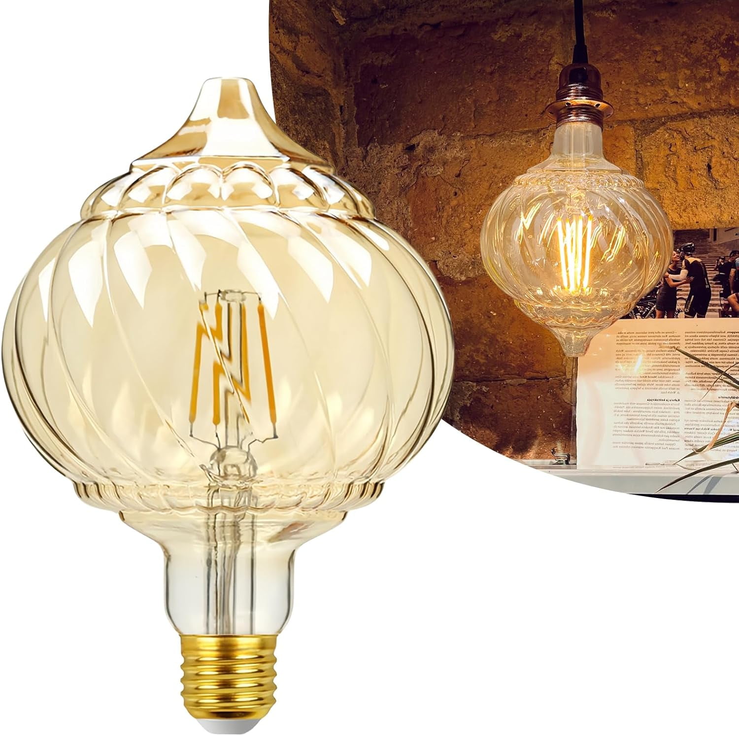 HeeHom 40 Watt Decorative Vintage LED Light Bulbs, Special Bubble 4W LED Filament Edison Bulb ...