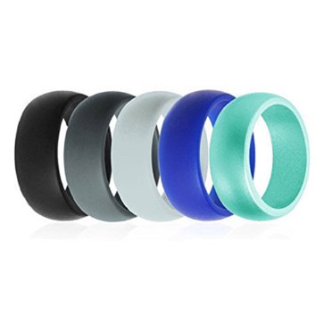 4Pack Breathable Silicone Wedding Ring for Men, Durable Rubber Bands ...