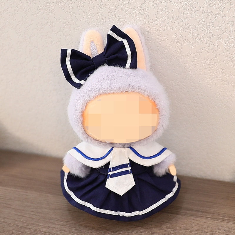 HeeHom Clothes for 17cm La Boo-Boo Doll, Navy Polyester Outfit with Bow ...