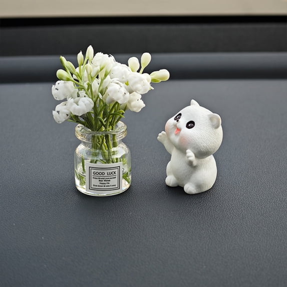 HeeHom Cute Bunny Flower Car Decor for Women - Dashboard Mirror ...