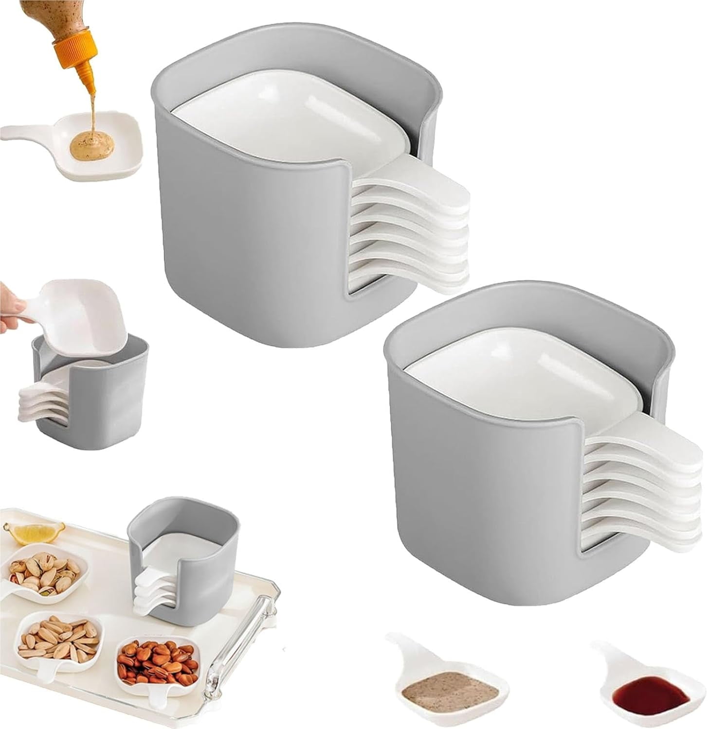 HeeHom Dipping Bowls Sets of 6 with Handle | 7-Piece Unbreakable ...