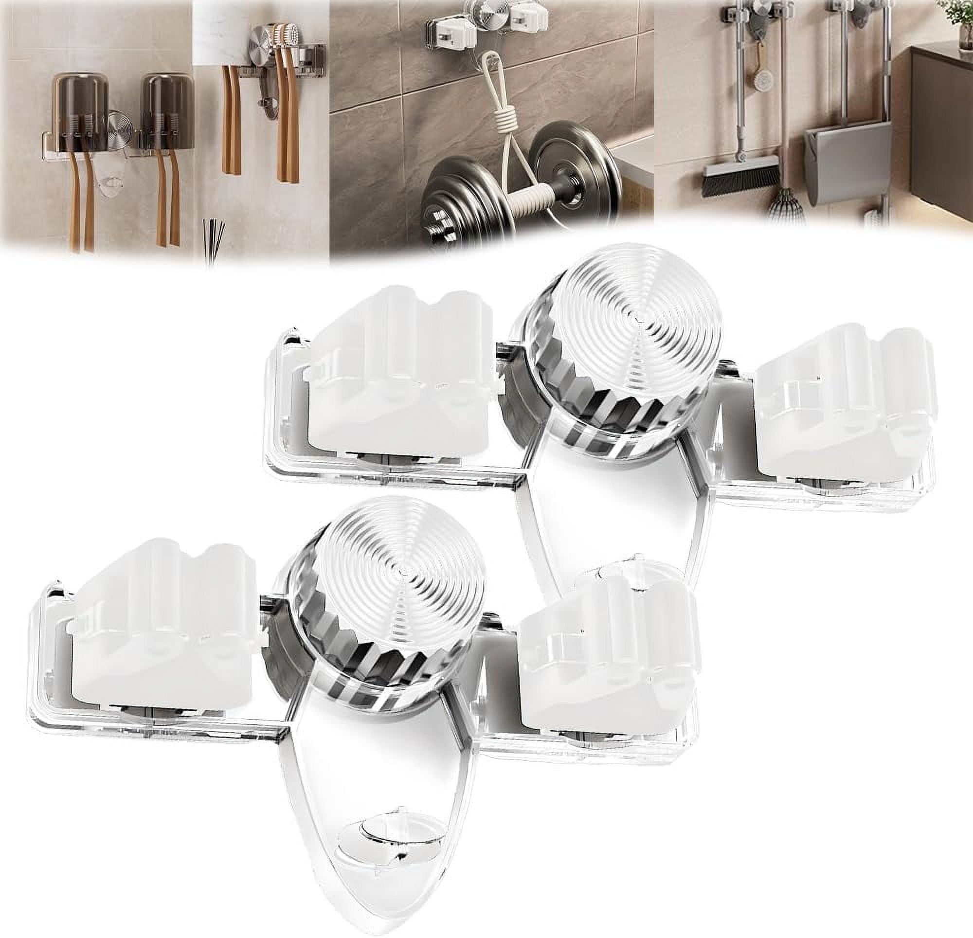 HeeHom No Drill Broom Holder Mop Hanger Wall Mount - Suction Cup ...