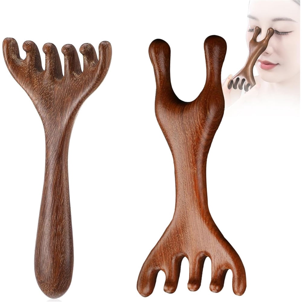 HeeHom Golden Sandalwood Massage Comb for Scalp & Face Relief - 5-Claw ...