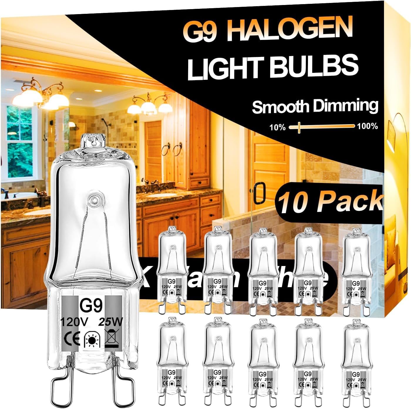 HeeHom Halogen 10 Watt 12 Volt Light Bulbs 2 Pin G4 Base-10 Pack Long ...