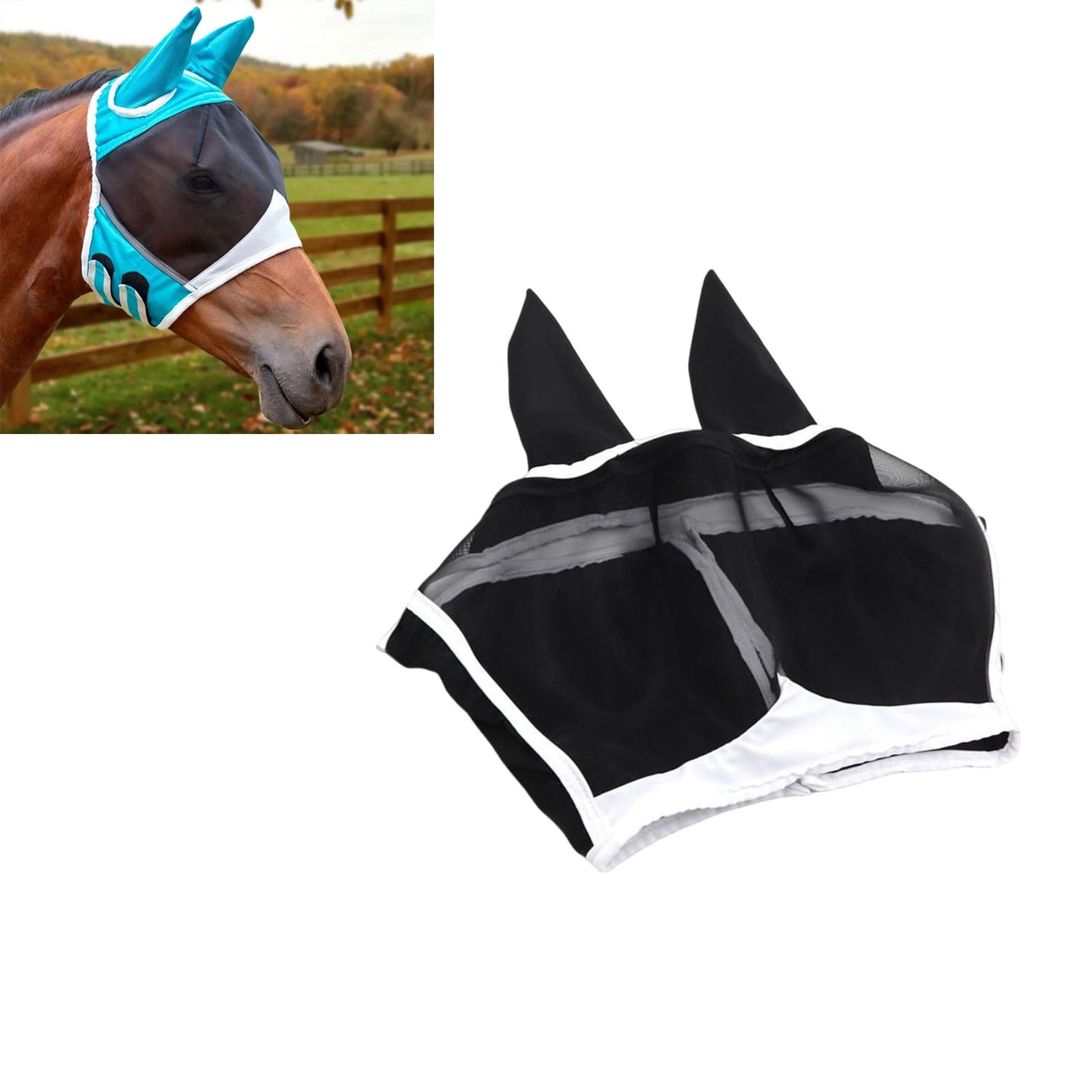 HeeHom Horse Fly Mask with Ears Cover | Forelock Opening for Tangle ...