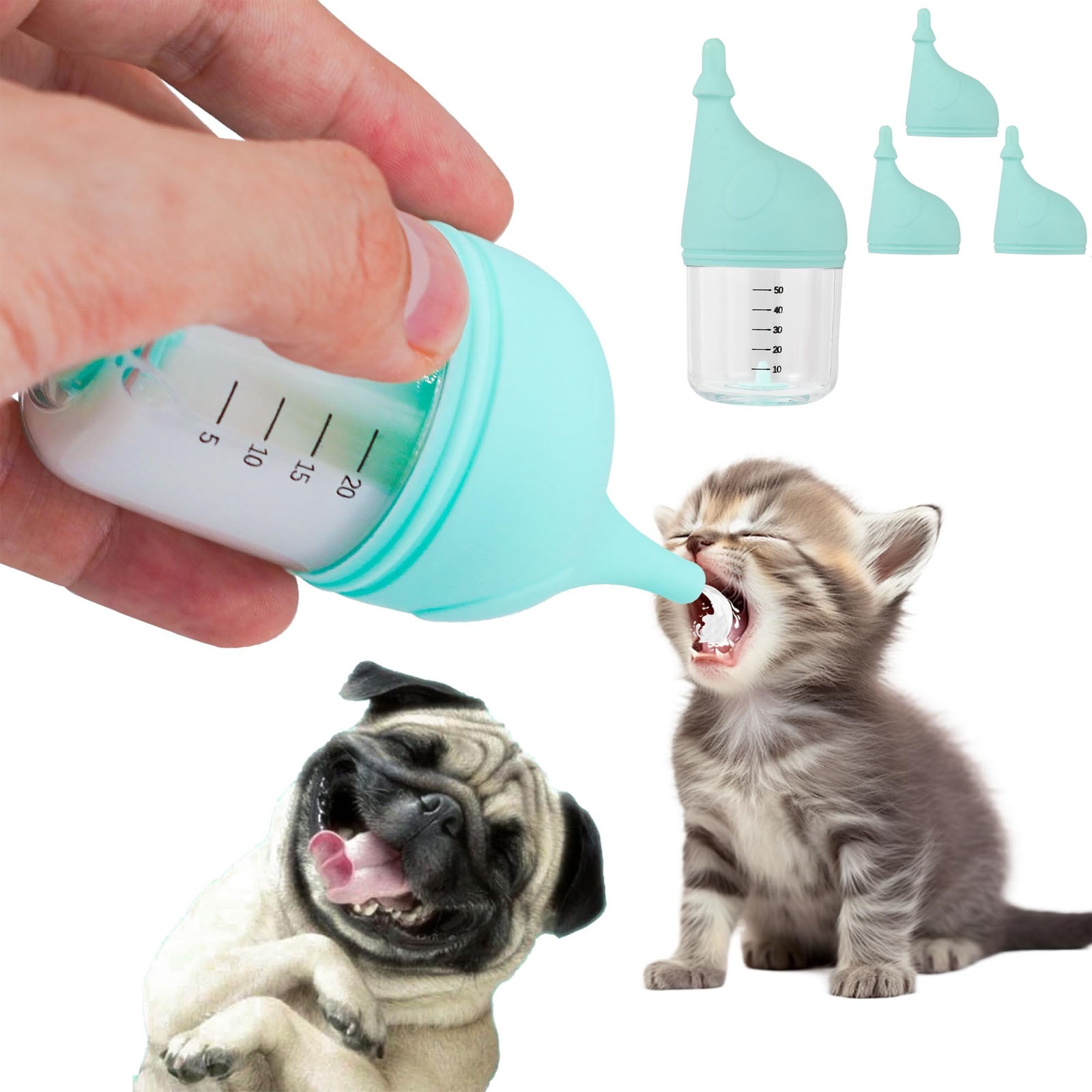 HeeHom Kitten Bottle Feeding Kit with Anti-Choking Design, 20ml/50ml Milk Bottle for Newborn ...