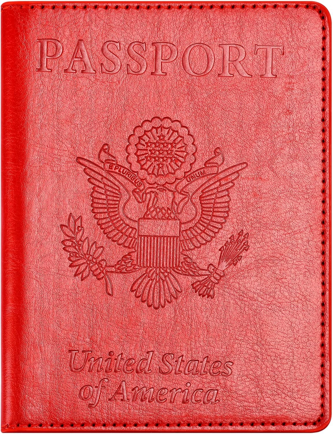 HeeHom Passport and Vaccine Card Holder Combo, Faux Leather, Compact ...