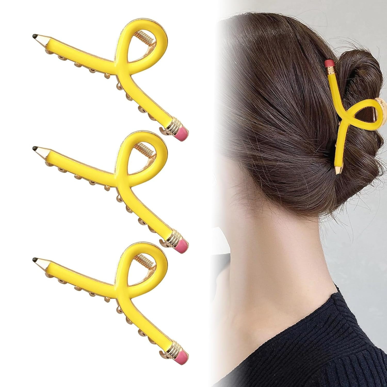 HeeHom Pencil Hair Clips for Women – Back to School Hair Claw Clips ...