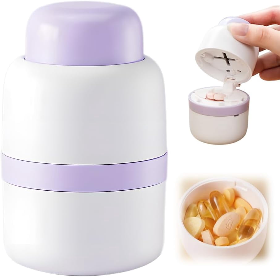 HeeHom Portable Pill Cutter Splitter with Pill Organizer Storage Box ...