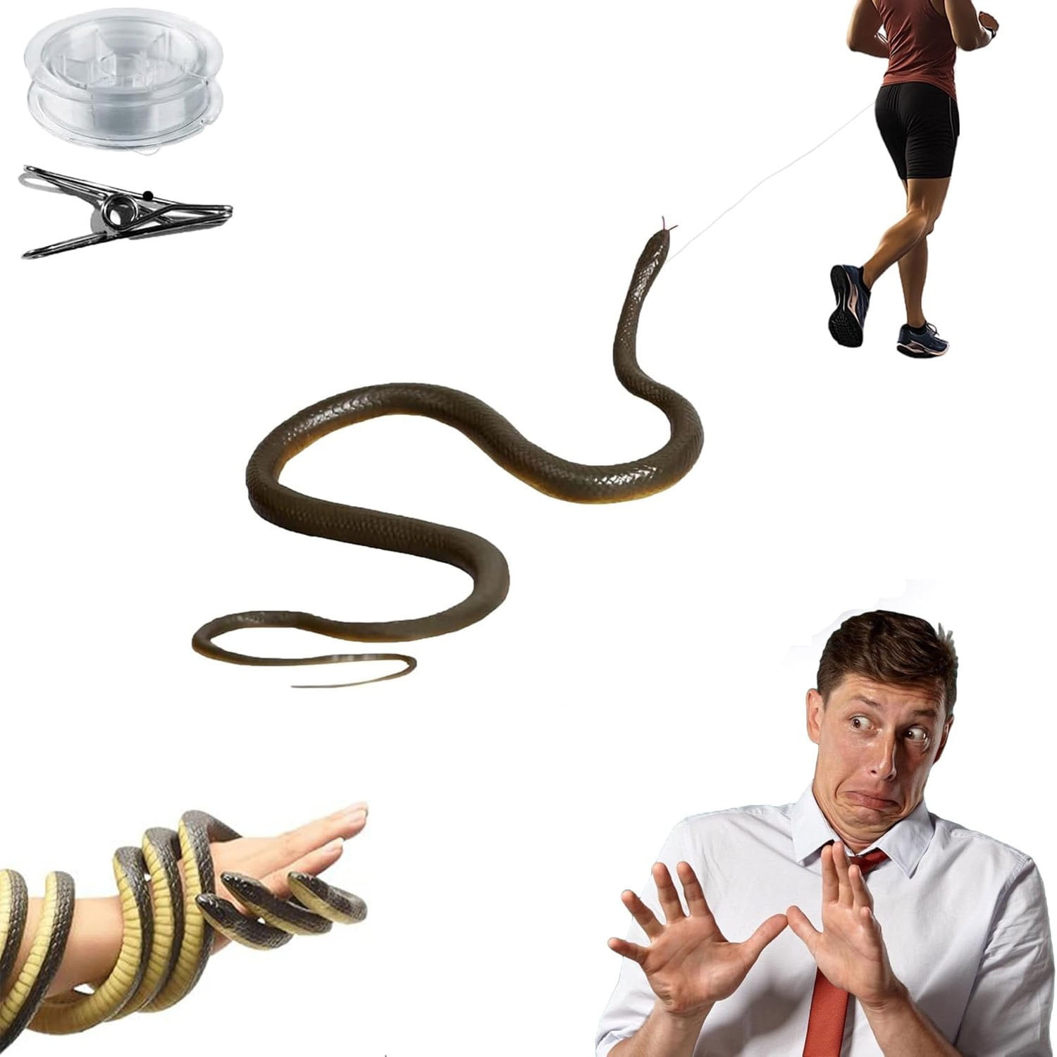 HeeHom Realistic Rubber Snake Prank Set - Snake with String Clip for ...