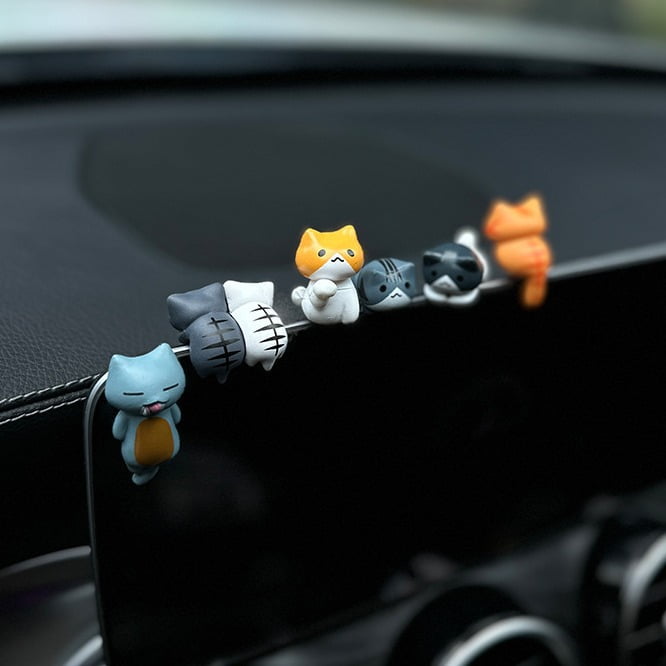 HeeHom Resin Cat Car Decor Set - Cute Dashboard & Rearview Mirror ...