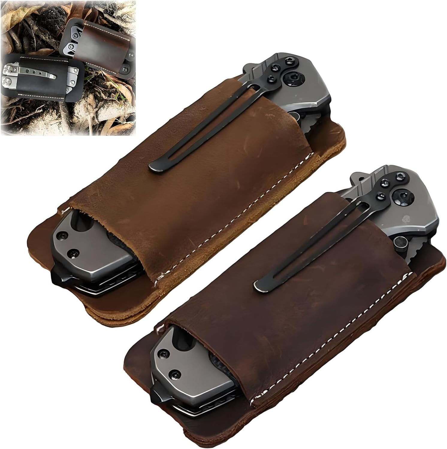 Changmaius Vintage Leather Knife Sheath with Horizontal Belt Clip ...
