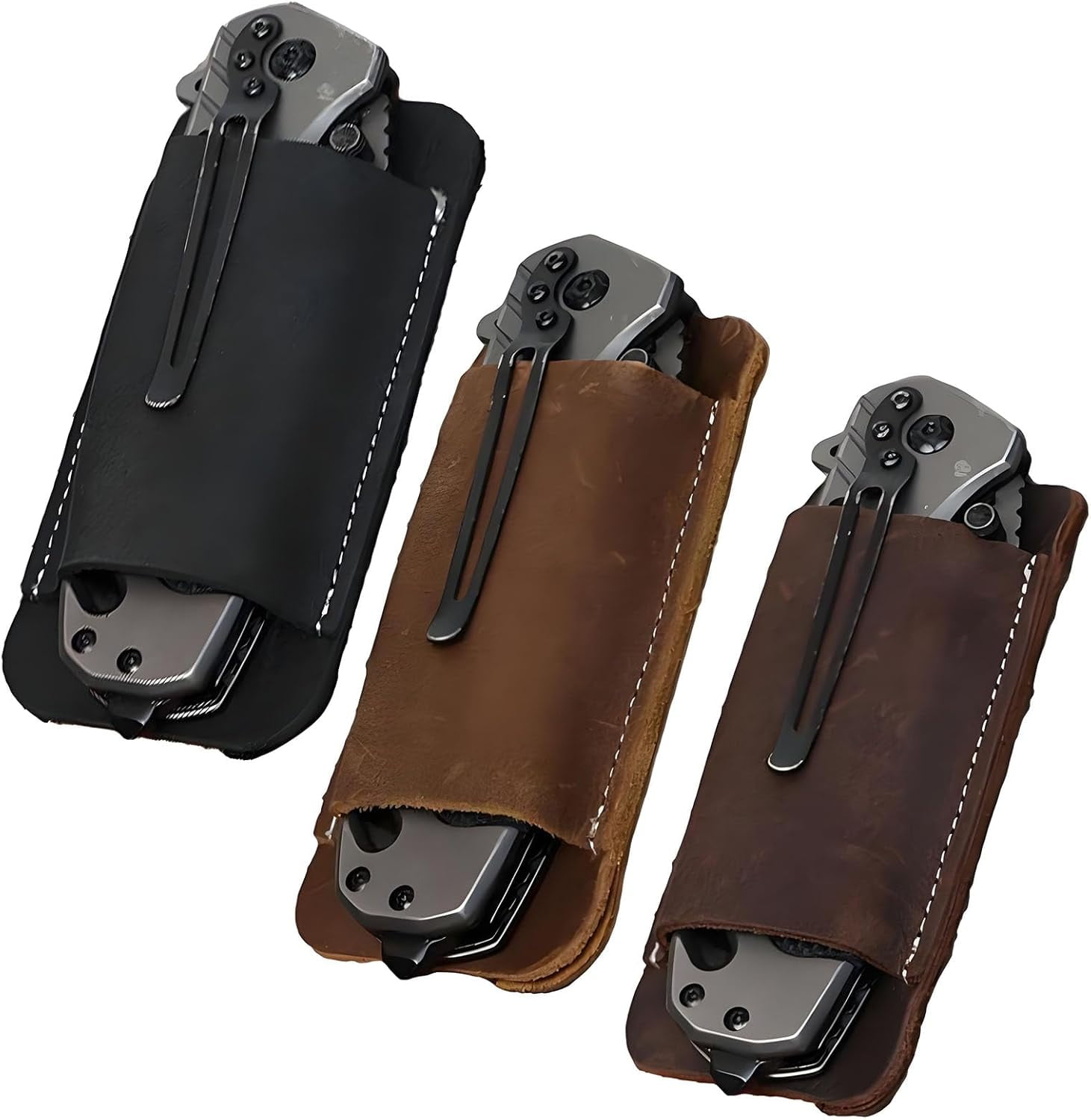 HeeHom Retro Leather Knife Sheath with Belt Clip â Handmade Horizontal ...